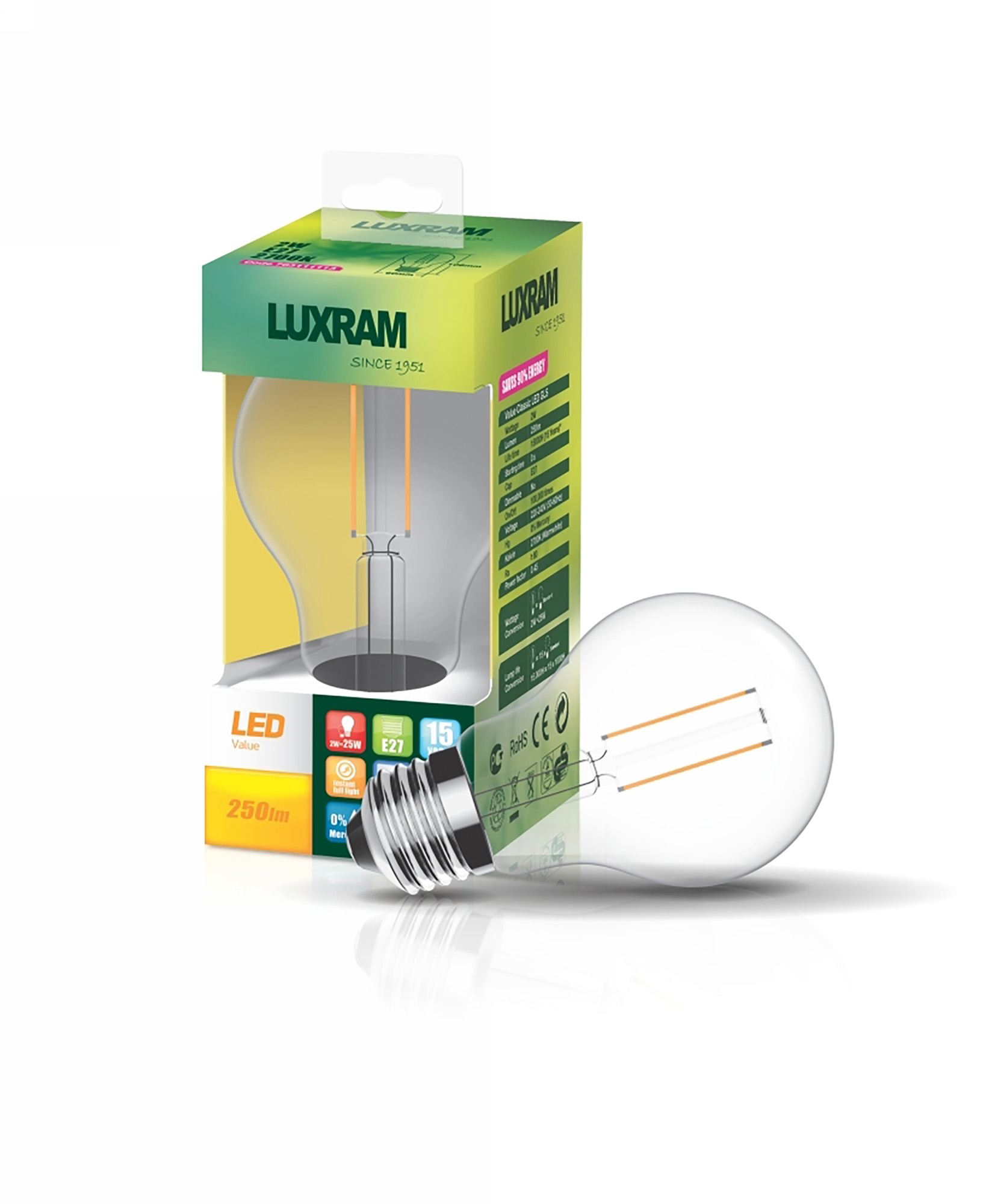 763111113 Value Classic Luxram Value Classic LED GLS E27 2W - The Inspired Lighting LLC, Dubai UAE